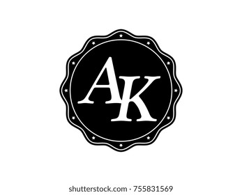 Initial Letter Ak Monogram Logo Black Stock Vector (Royalty Free ...