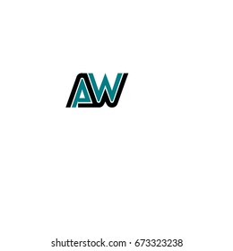 Initial Letter Aw Linked Outline Rounded Stock Vector (Royalty Free ...