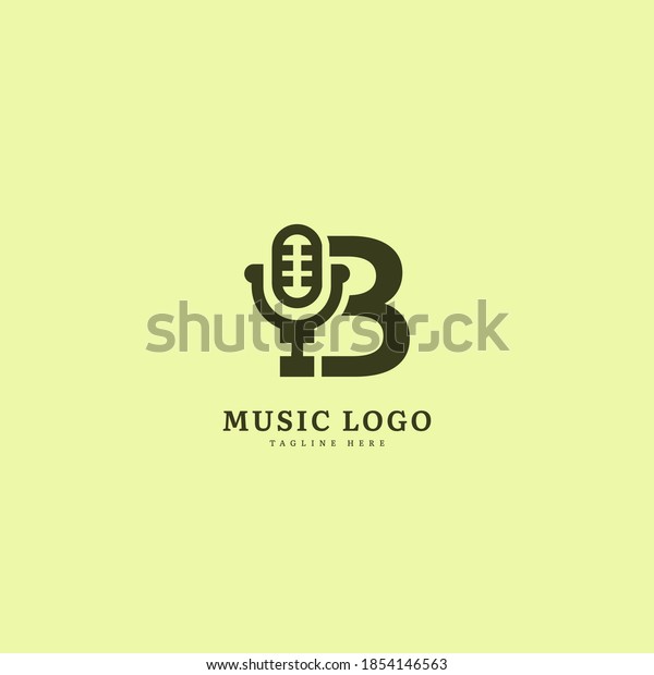 Initial letter B. Music microphone logotype. Elegant music sound logo ...