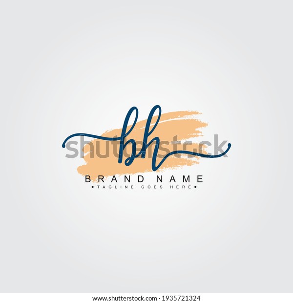 Initial Letter Bh Logo Handwritten Signature Stock Vector (Royalty Free ...