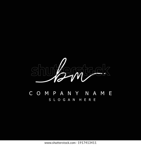 Initial Letter Bm Calligraphy Handwritten Logo Stock Vector (Royalty ...