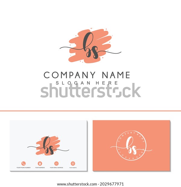 Initial Letter Bs Calligraphy Handwritten Logo Stock Vector (Royalty ...