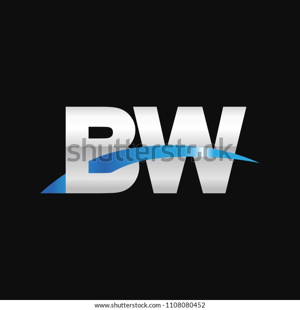 Initial Letter Bw Overlapping Movement Swoosh Stock Vector (Royalty ...