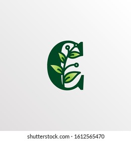 Initial Letter C Botanical Logo Design Stock Vector (Royalty Free ...
