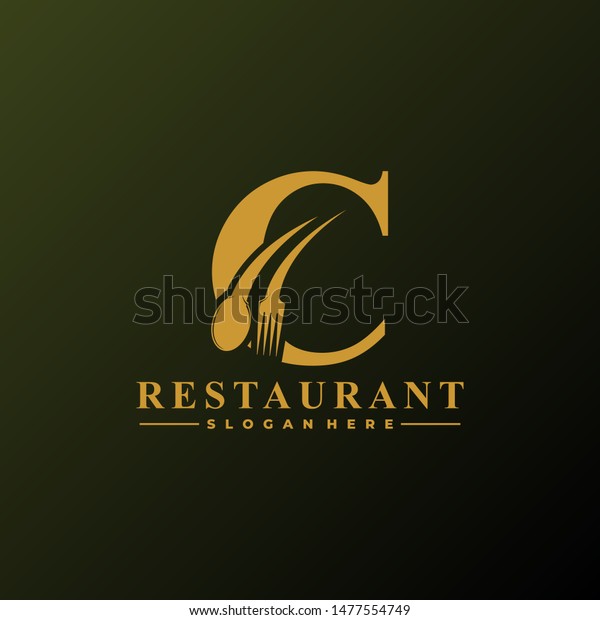 Initial Letter C Logo Spoon Fork Stock Vector (Royalty Free) 1477554749 ...