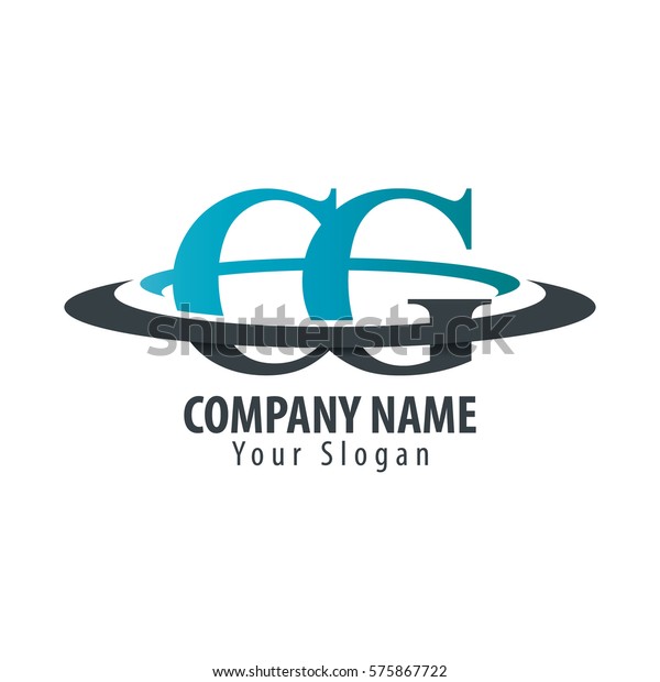 Initial Letter Cg Overlapping Swoosh Circle Stock Vector (Royalty Free ...