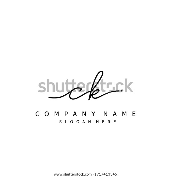 Initial Letter Ck Calligraphy Handwritten Logo Stock Vector (Royalty ...