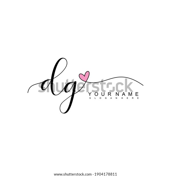 Initial Letter Dg Calligraphy Handwritten Logo Stock Vector (Royalty ...