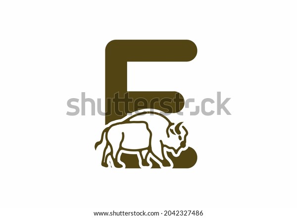 Initial Letter E Bison Line Art Stock Vector (Royalty Free) 2042327486 ...