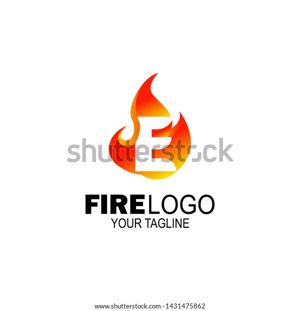 Initial Letter E Fire Logo Design Stock Vector (Royalty Free ...