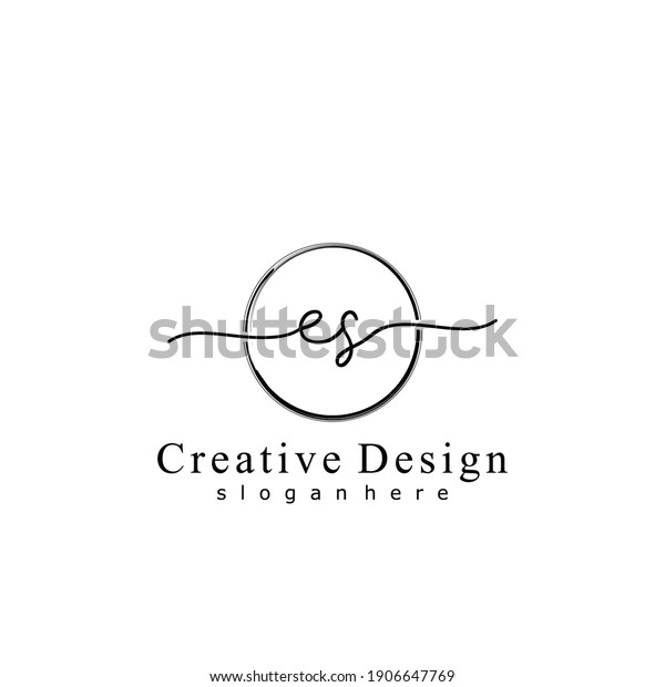 Initial Letter Es Calligraphy Handwritten Logo Stock Vector (Royalty ...