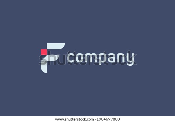 Letra inicial con logotipo vinculado I y F. Forma geométrica roja y ...