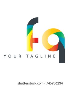 Initial Letter Fq Rounded Design Logo: vector de stock (libre de ...