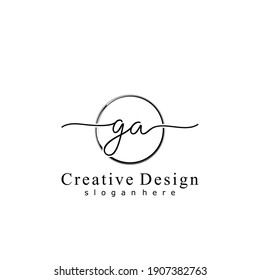 Initial Letter Ga Calligraphy Handwritten Logo Stock Vector (Royalty ...