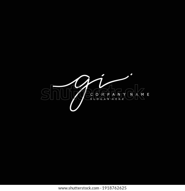 Initial Letter Gi Calligraphy Handwritten Logo Stock Vector (Royalty ...