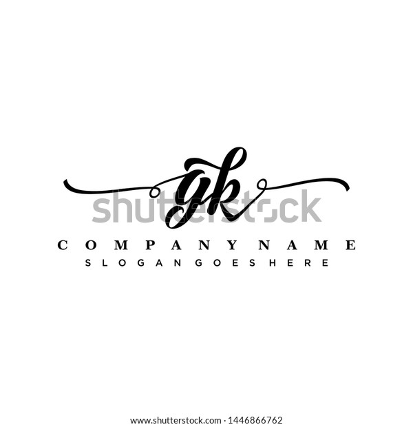 Initial Letter Gk Beautiful Handwriting Logo Stock Vector (Royalty Free ...