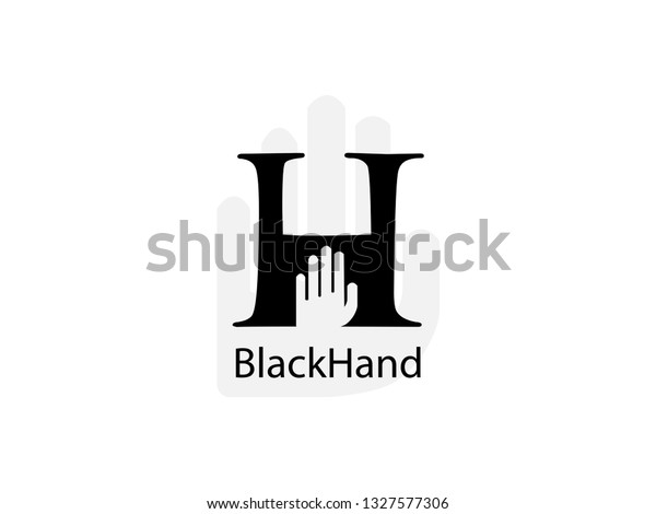 Initial Letter H Hand Black White Stock Vector (Royalty Free ...