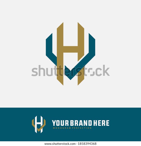 Initial Letter H V Vh Vh Stock Vector (Royalty Free) 1858394368