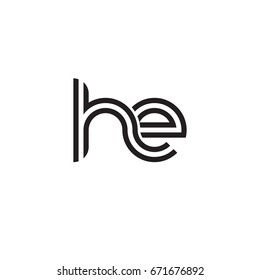 Initial Letter He Linked Outline Rounded Stock Vector (Royalty Free ...