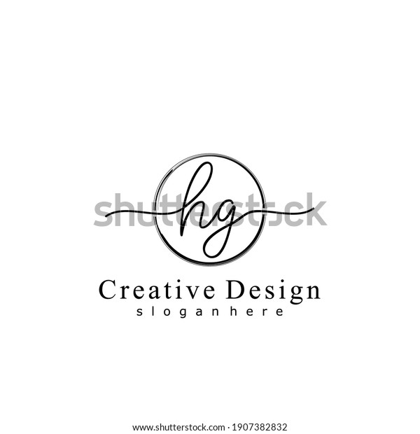 Initial Letter Hg Calligraphy Handwritten Logo Stock Vector (Royalty ...