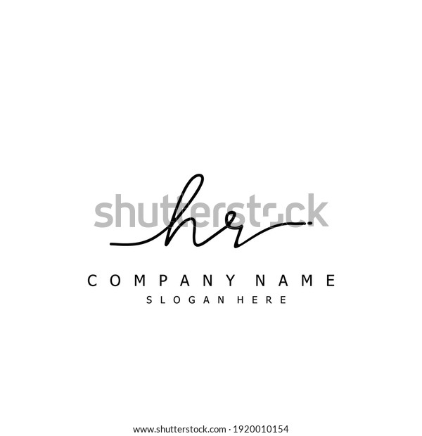 Initial Letter Hr Calligraphy Handwritten Logo Stock Vector (Royalty ...
