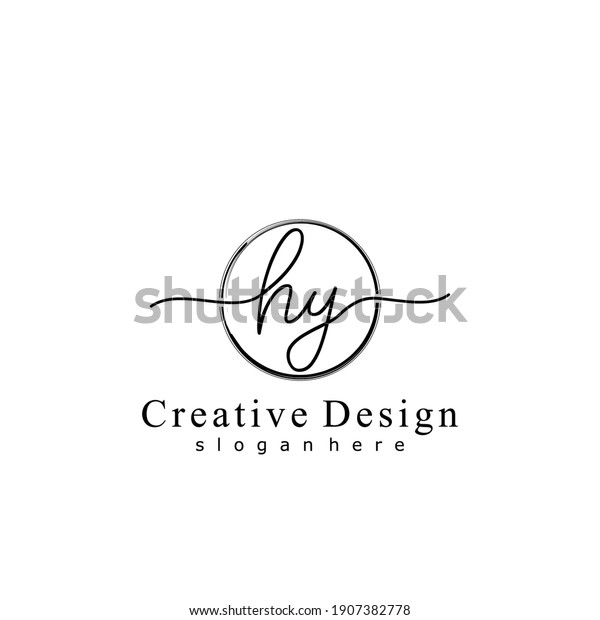 Initial Letter Hy Calligraphy Handwritten Logo Stock Vector (Royalty ...