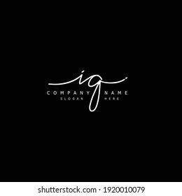 Initial Letter Ig Calligraphy Handwritten Logo Stock Vector (Royalty ...