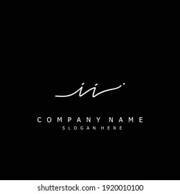Initial Letter Ii Calligraphy Handwritten Logo Stock Vector (Royalty ...