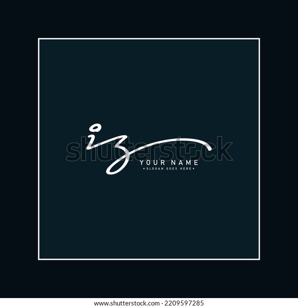Initial Letter Iz Logo Handwritten Signature Stock Vector (Royalty Free ...
