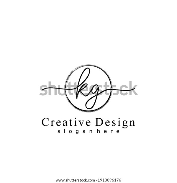 Initial Letter Kg Calligraphy Handwritten Logo Stock Vector (Royalty ...