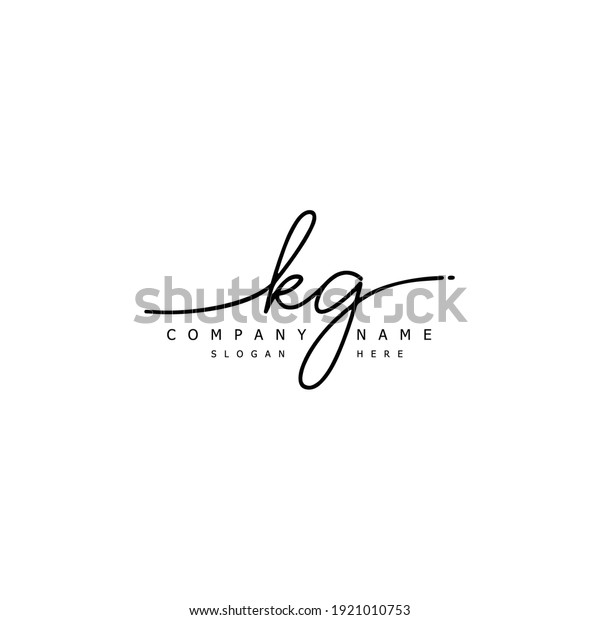 Initial Letter Kg Calligraphy Handwritten Logo Stock Vector (Royalty ...