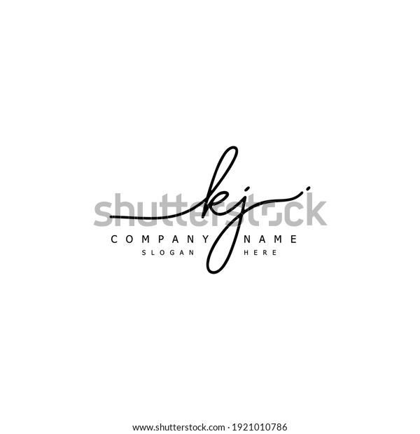 Initial Letter Kj Calligraphy Handwritten Logo Stock Vector (Royalty ...