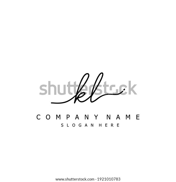 Initial Letter Kl Calligraphy Handwritten Logo Stock Vector (Royalty ...