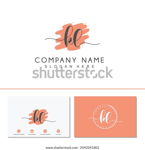Initial Letter Kl Calligraphy Handwritten Logo Stock Vector (Royalty ...