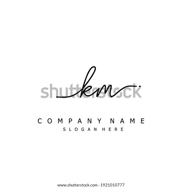 Initial Letter Km Calligraphy Handwritten Logo Stock Vector (Royalty ...