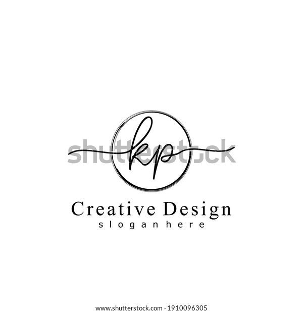 Initial Letter Kp Calligraphy Handwritten Logo Stock Vector (Royalty ...