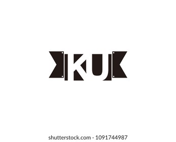 Initial Letter Ku Black Ribbon Logo Stock Vector (Royalty Free) 1091744987