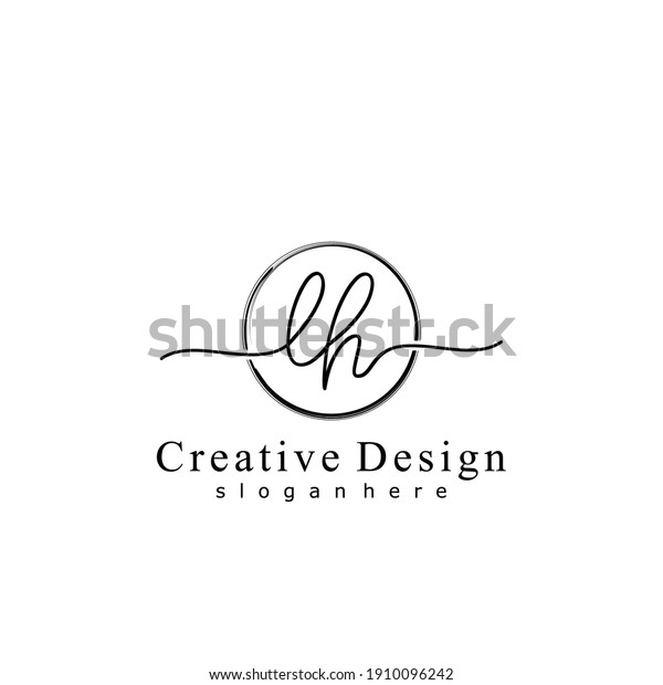 Initial Letter Lh Calligraphy Handwritten Logo Stock Vector (Royalty ...