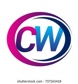 Initial Letter Logo Cw Company Name Stock Vector (Royalty Free ...