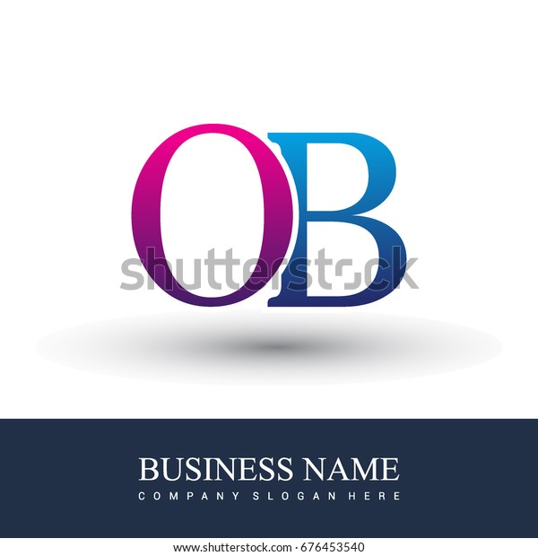 Initial Letter Logo Ob Colored Red Stock Vector (Royalty Free) 676453540