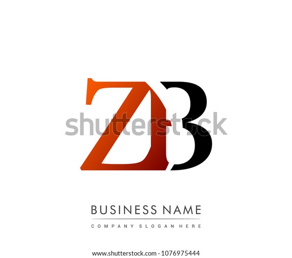 Initial Letter Logo Zb Colored Red Stock Vector (Royalty Free) 1076975444