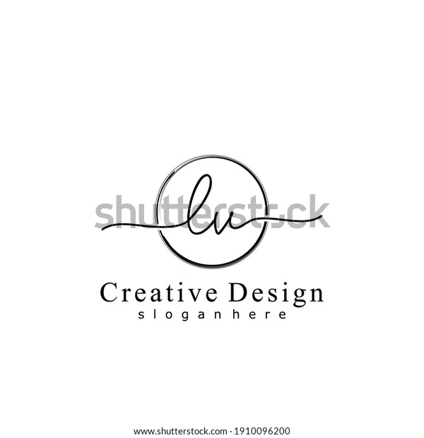 Initial Letter Lv Calligraphy Handwritten Logo Stock Vector (Royalty ...