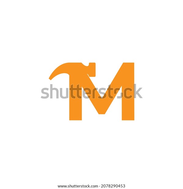Initial Letter M Hammer Logo Design Stock Vector (Royalty Free ...