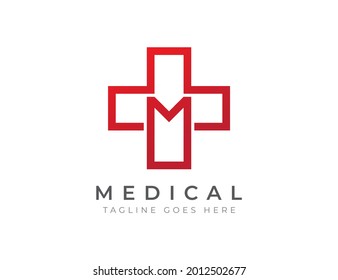 Initial Letter M Medical Logo Template Stock Vector (Royalty Free ...