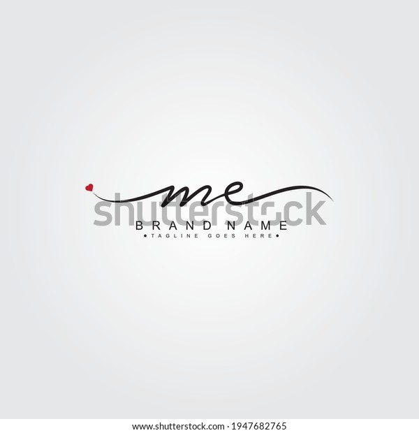 Initial Letter Me Logo Handwritten Signature Stock Vector (Royalty Free ...