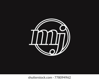 Vektor Stok Initial Letter Mj Lowercase Outline Inside (Tanpa Royalti ...