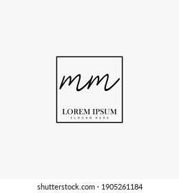 Initial Letter Mm Calligraphy Handwritten Logo Stock Vector (Royalty ...