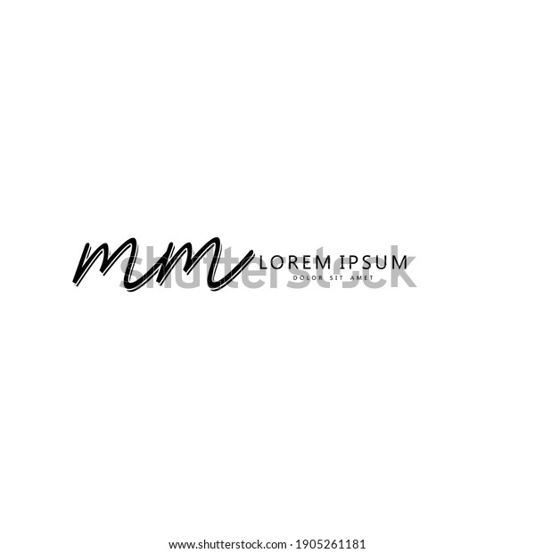 Initial Letter Mm Calligraphy Handwritten Logo Stock Vector (Royalty ...