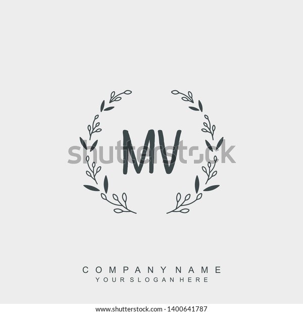 Initial Letter Mv Beautiful Handwriting Logo Stock Vector (Royalty Free ...