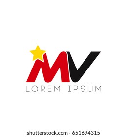 Initial Letter Mv Yellow Star Logo Stock Vector (Royalty Free ...